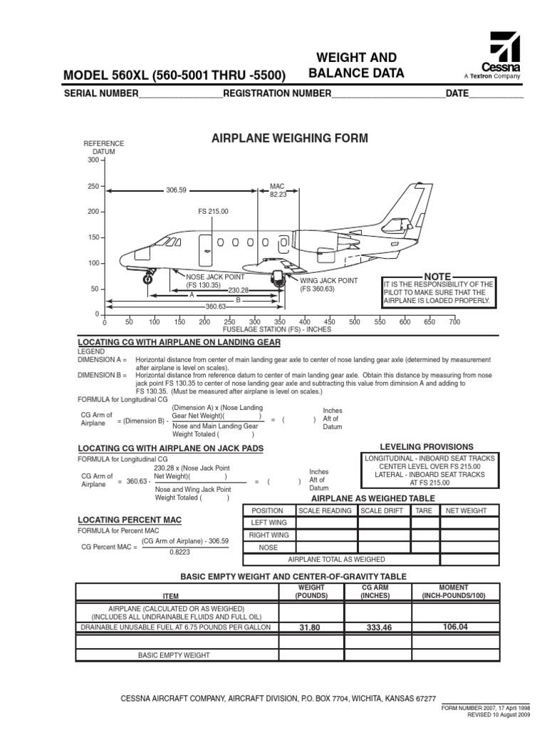 560KL W&B | PDF | Aerospace Engineering | Aviation