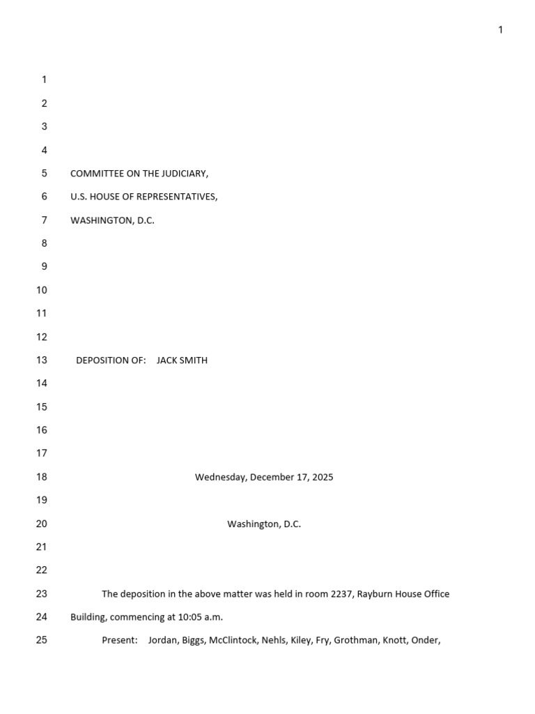 Jack Smith Deposition Overview | PDF | Burden Of Proof (Law) | Prosecutor