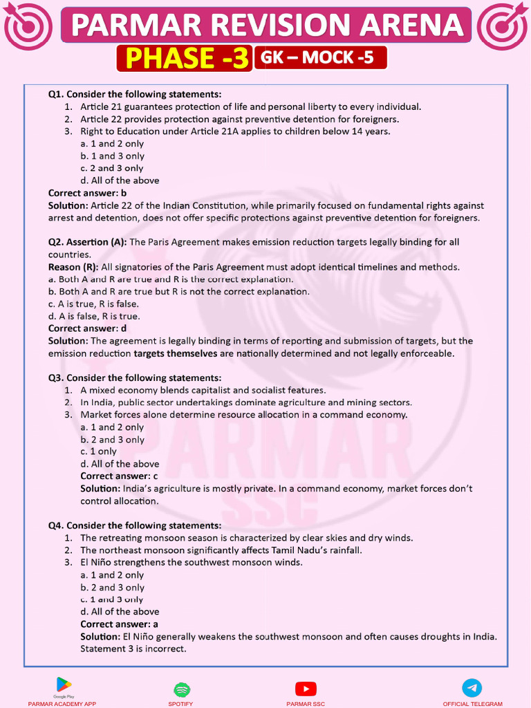 1.arena GK Mock - 5 (Eng) | PDF