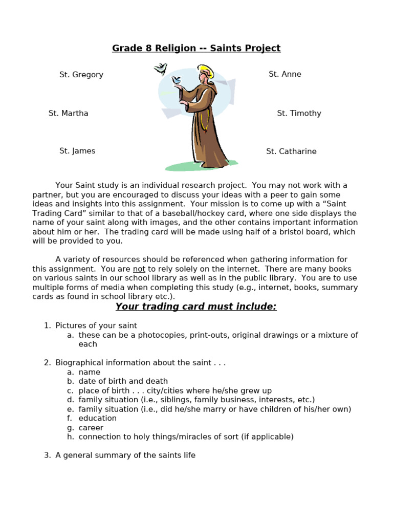 Matt Gabrielle Tolentino - Saints Project Outline | PDF | Saint