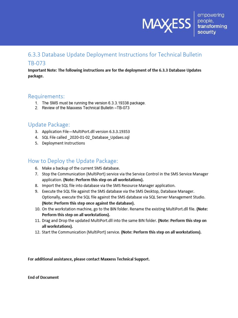 6.3.3 Database Update Deployment Guide | PDF