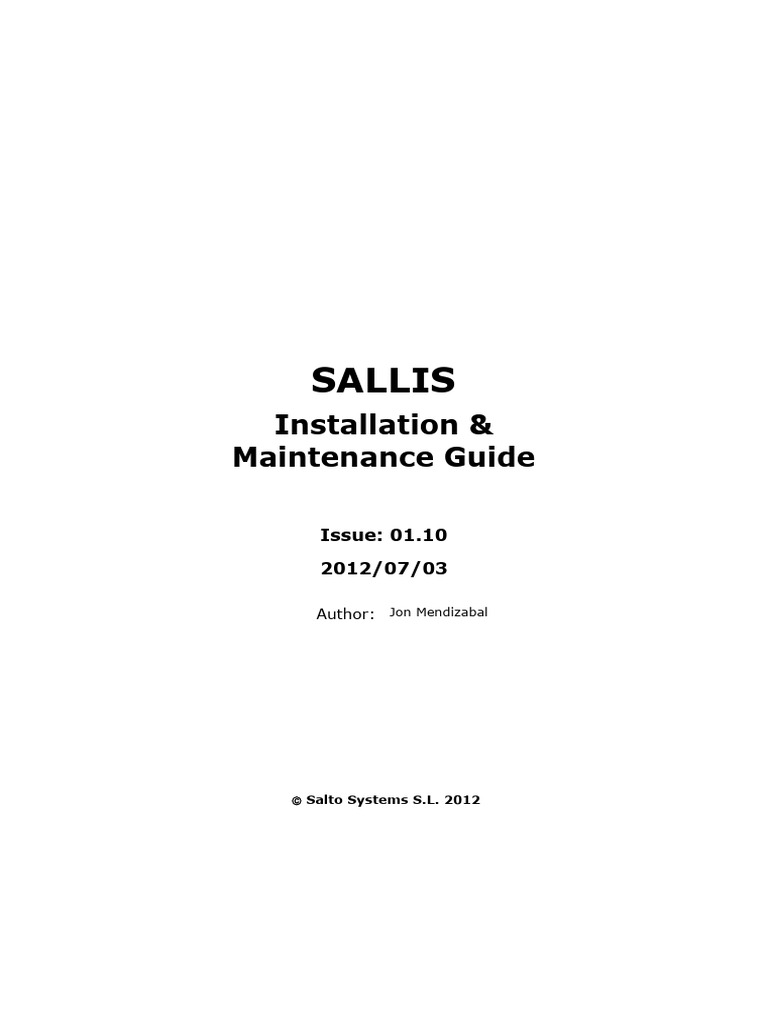 SALLIS Installation & Maintenance Guide | PDF | Internet Protocol Suite ...
