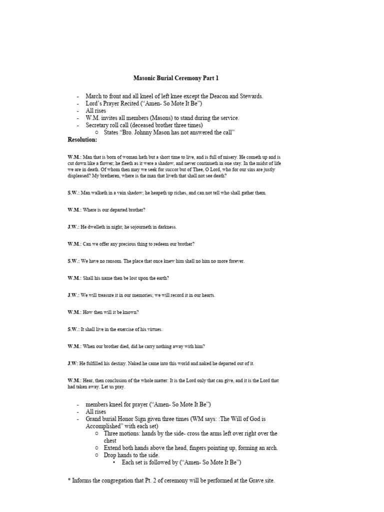 Masonic Burial Ceremony Overview | PDF | Religious Belief And Doctrine