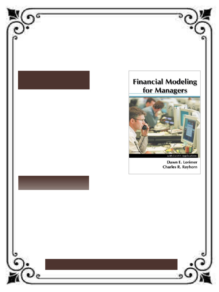 Financial Modeling for Managers With Excel Applications 2nd Edition ...