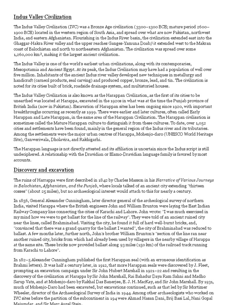 Indus Valley Civilization Overview | PDF | Archaeology | Culture (General)