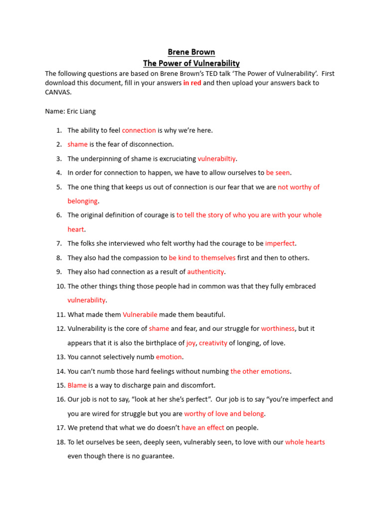 Brene Brown's Insights on Vulnerability | PDF