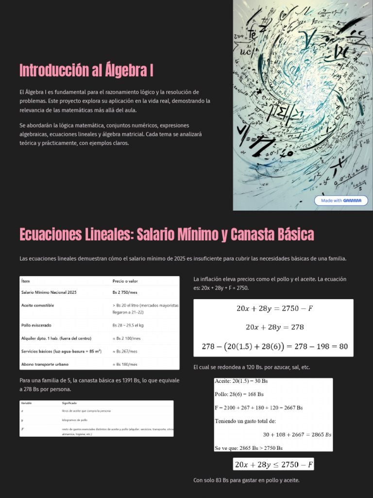 Álgebra I: Ecuaciones y Vida Diaria | PDF