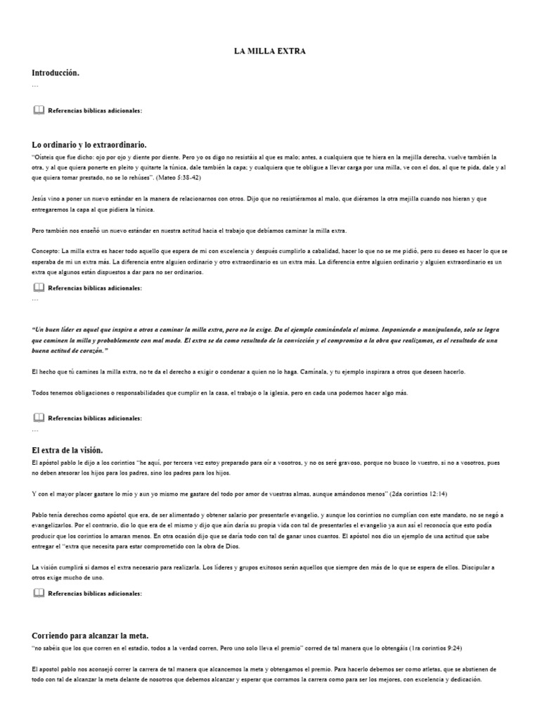Camina la Milla Extra con Excelencia | PDF