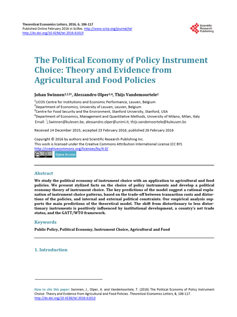 Swinnen Political Economy | PDF | Economics | Autocorrelation