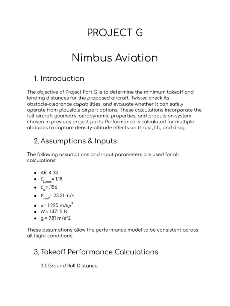 Group 25 AERE 2610 Project Part G | PDF | Takeoff | Aircraft