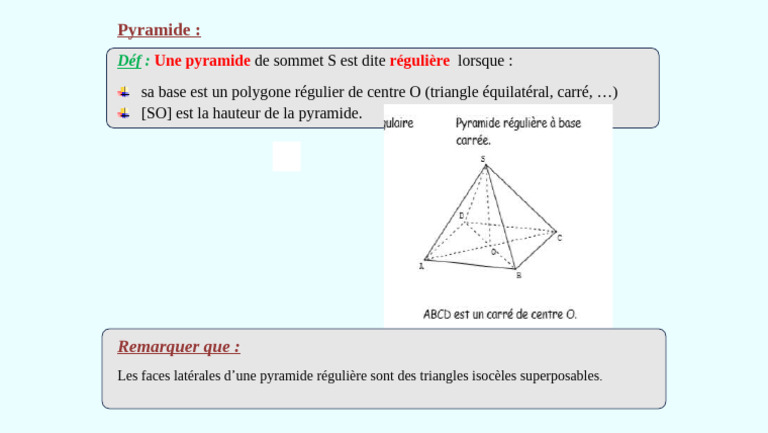 Pyramide régulière : définition et caractéristiques | PDF