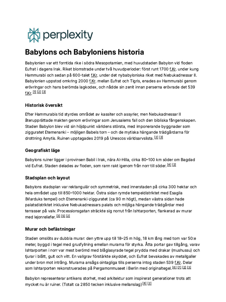 Babylons Och Babyloniens Historia | PDF