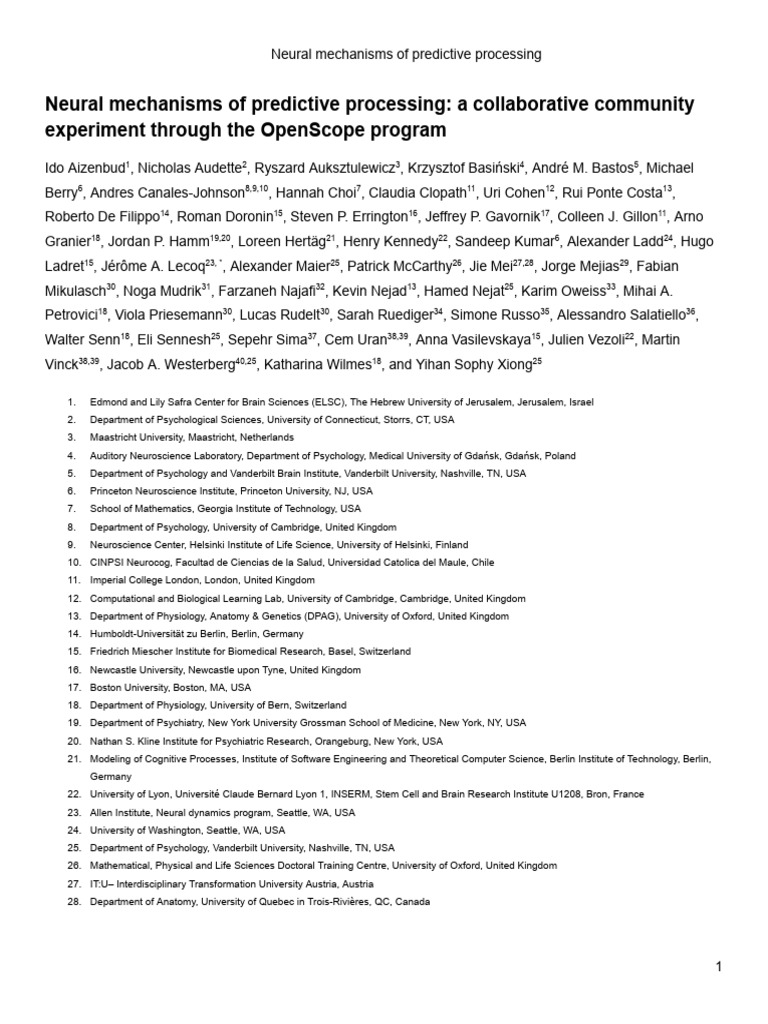 Neural Mechanisms in Predictive Processing | PDF | Visual Cortex ...