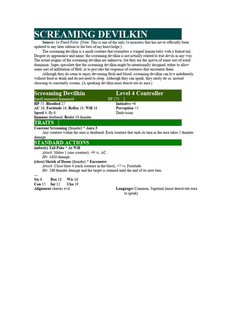 Screaming Devilkin | PDF