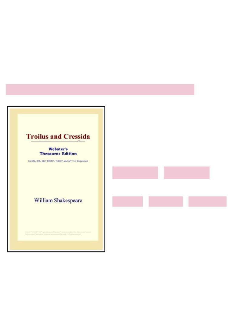 Troilus and Cressida Webster s Thesaurus Edition William Shakespeare ...