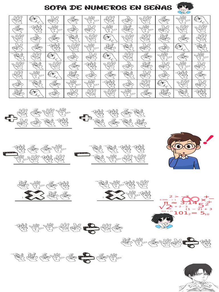 Numeros Sopa de Letras Señas | PDF