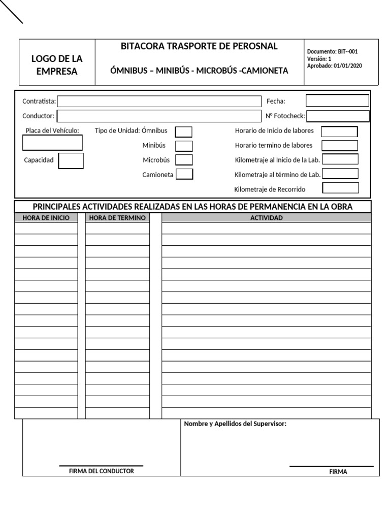 Modelo de Bitacora | PDF