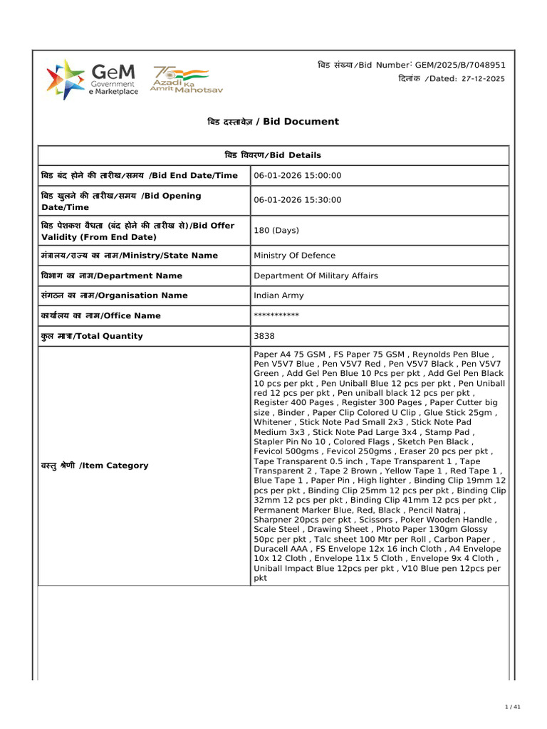 GeM Bidding 8768131 | PDF | Procurement