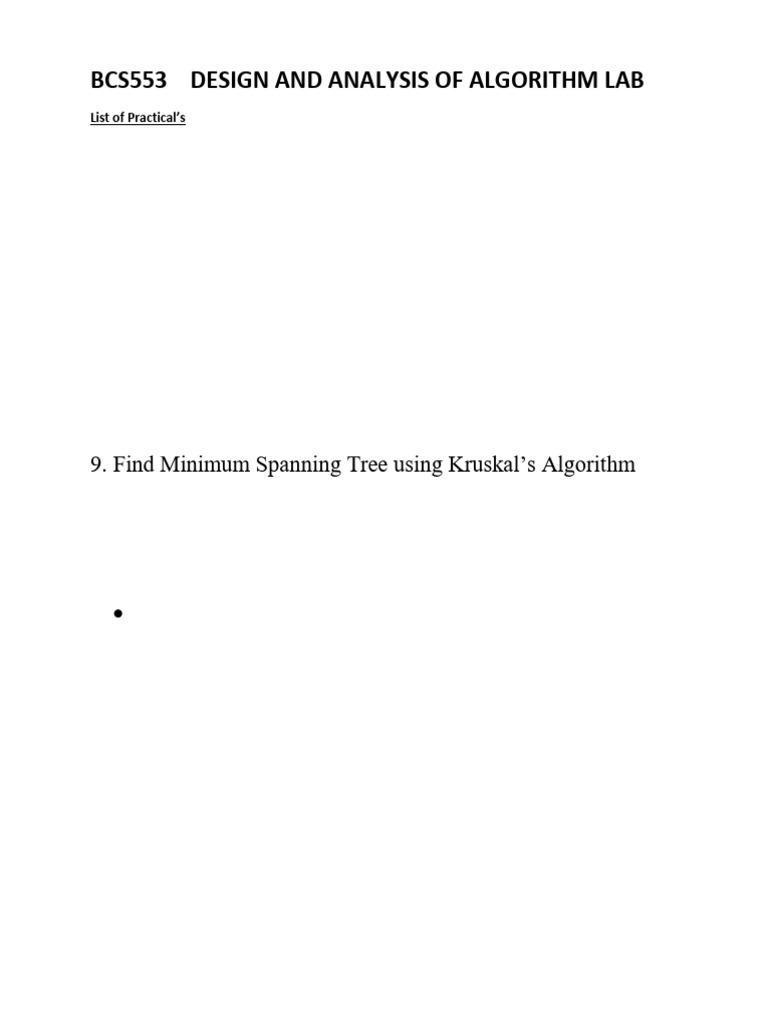 Bcs553 Design and Analysis of Algorithm Lab | PDF