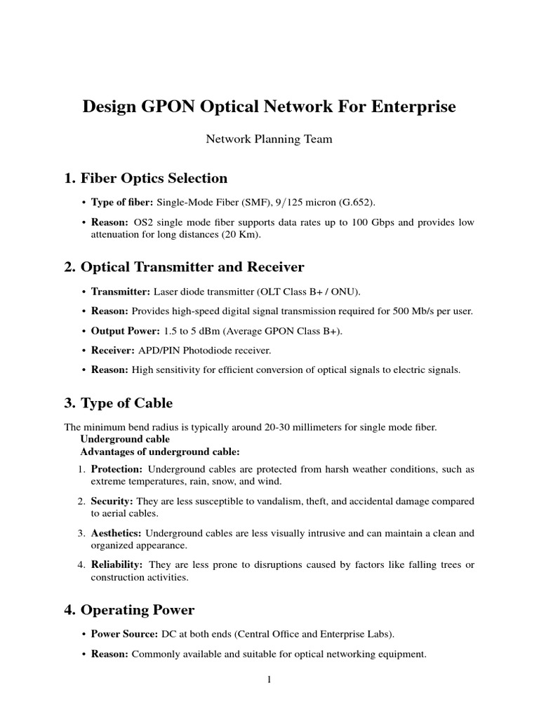 GPON Optical Network Design Guide | PDF | Fiber Optic Communication ...