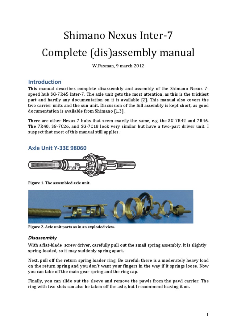 Shimano Nexus 7 Complete Assembly Manual | Machines | Mechanical ...