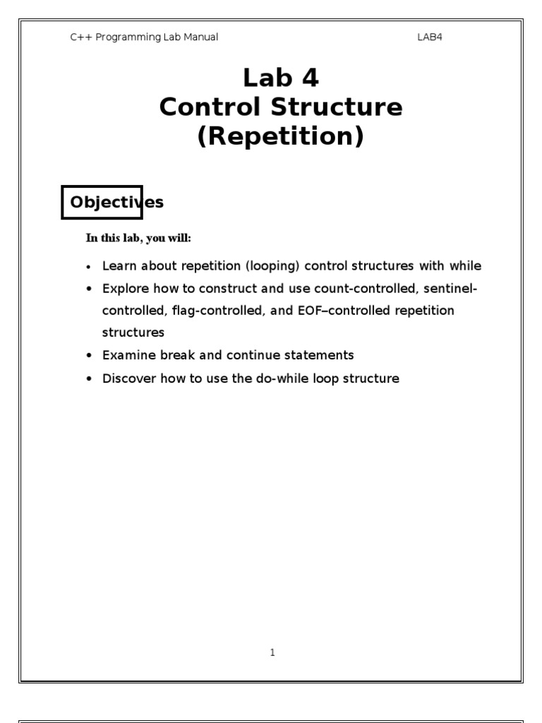 Cs 102 Lab 4 Pdf Control Flow C