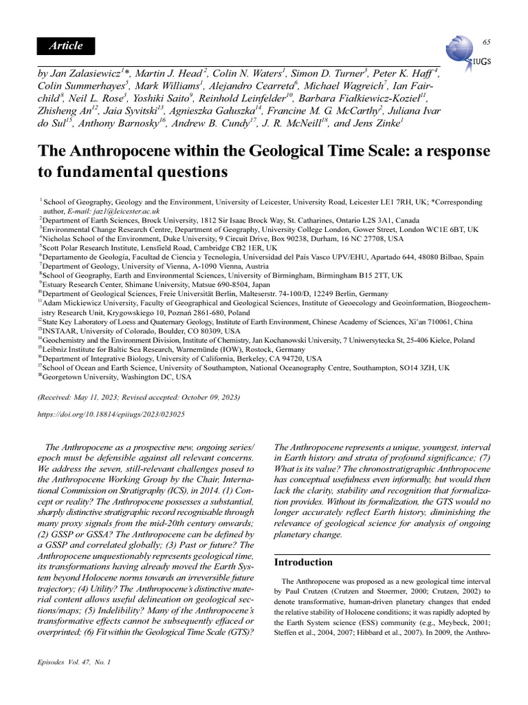 2024 - Antropo - Fund Questions | PDF | Anthropocene | Geology