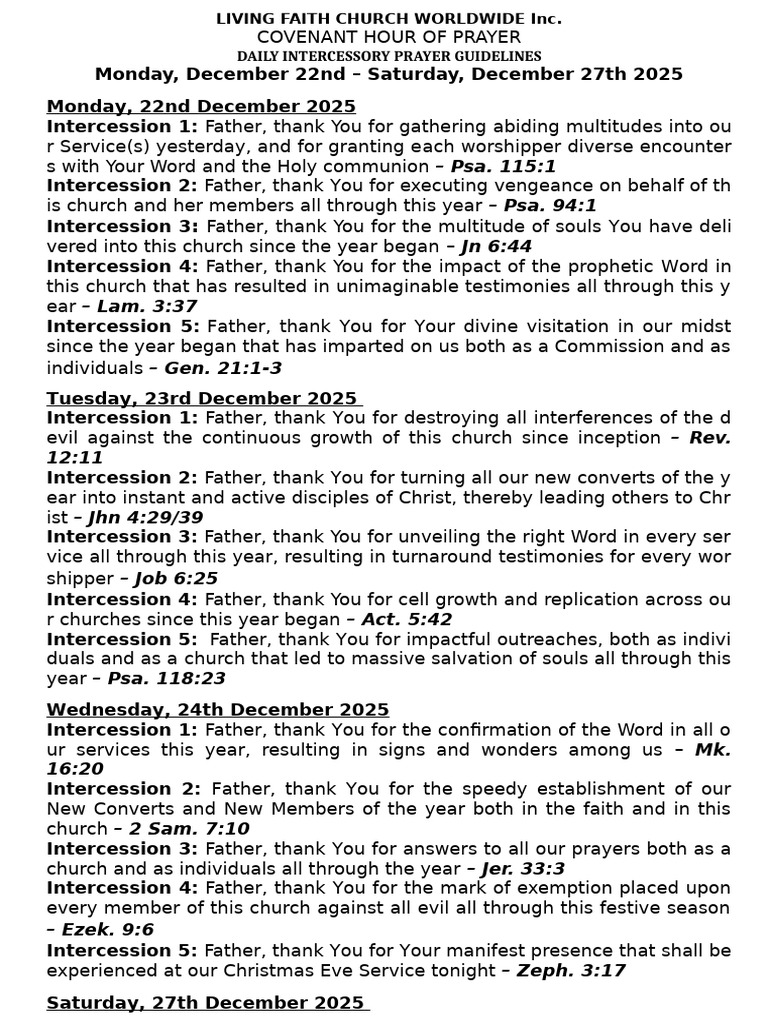 Proposed CHOP PRAYERS^J Dec. 22nd - 27th 2025 copy | PDF | Intercession ...