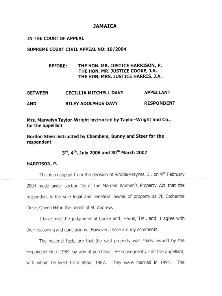 Davy Cecillia Mitchell v Davy Riley Adolphus | PDF