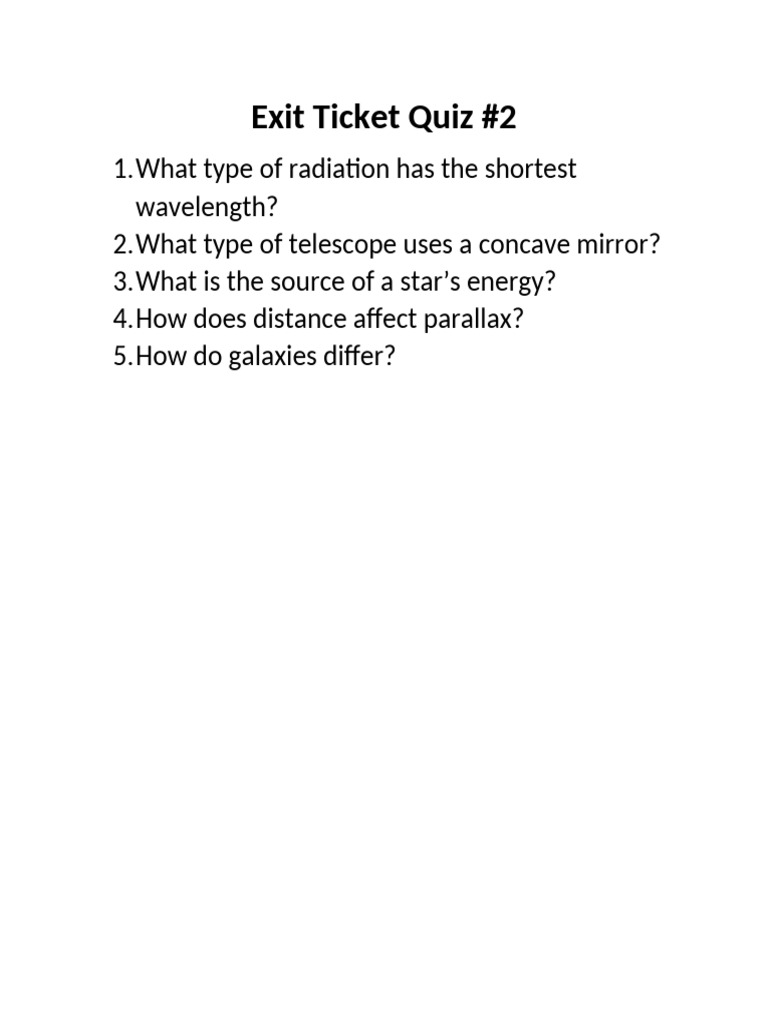 Exit Ticket Quiz Astronomy 2 | PDF