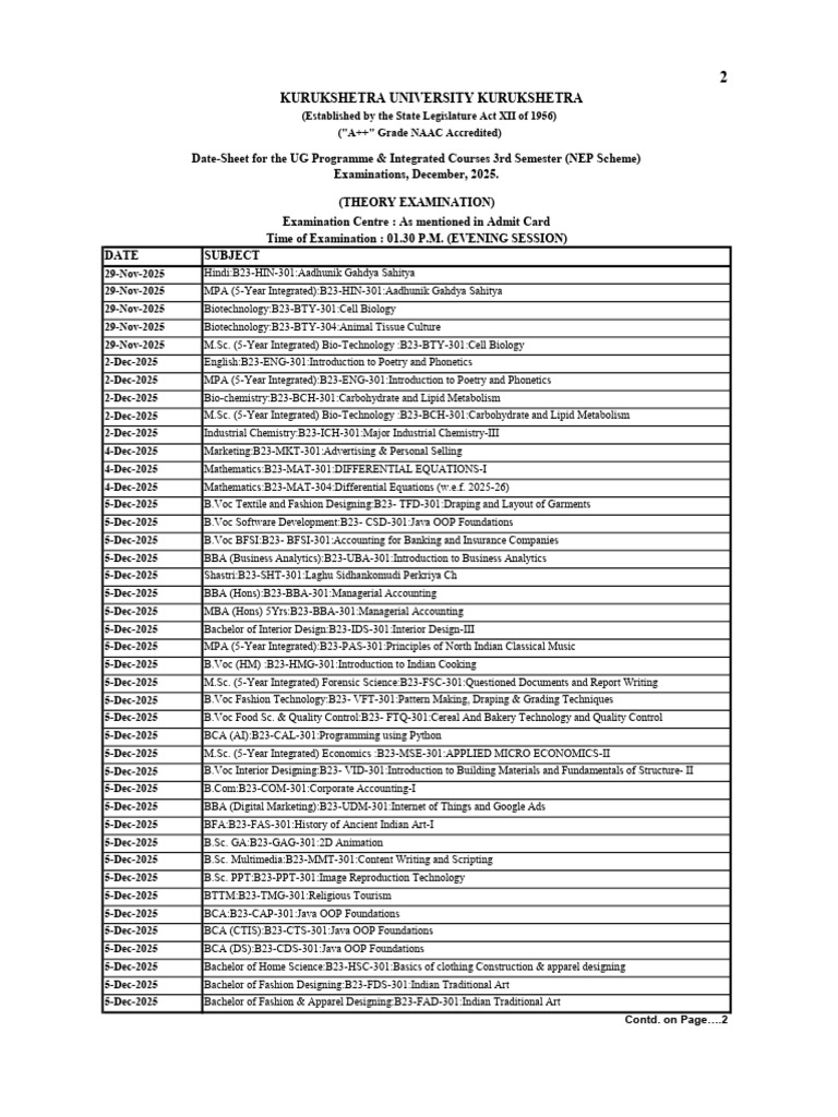 02 UG Programme Integrated Courses 3rd Semester NEP Scheme | PDF ...