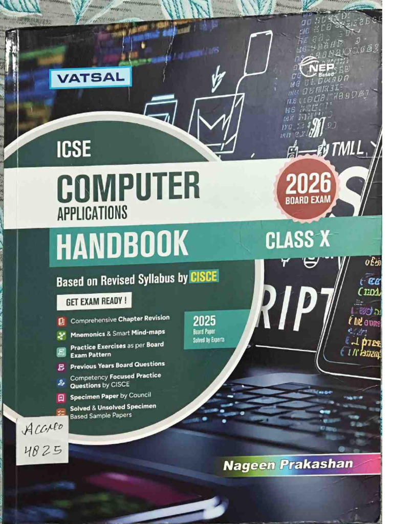 Vatsal ICSE Handbook Computer Application Class 10th | PDF