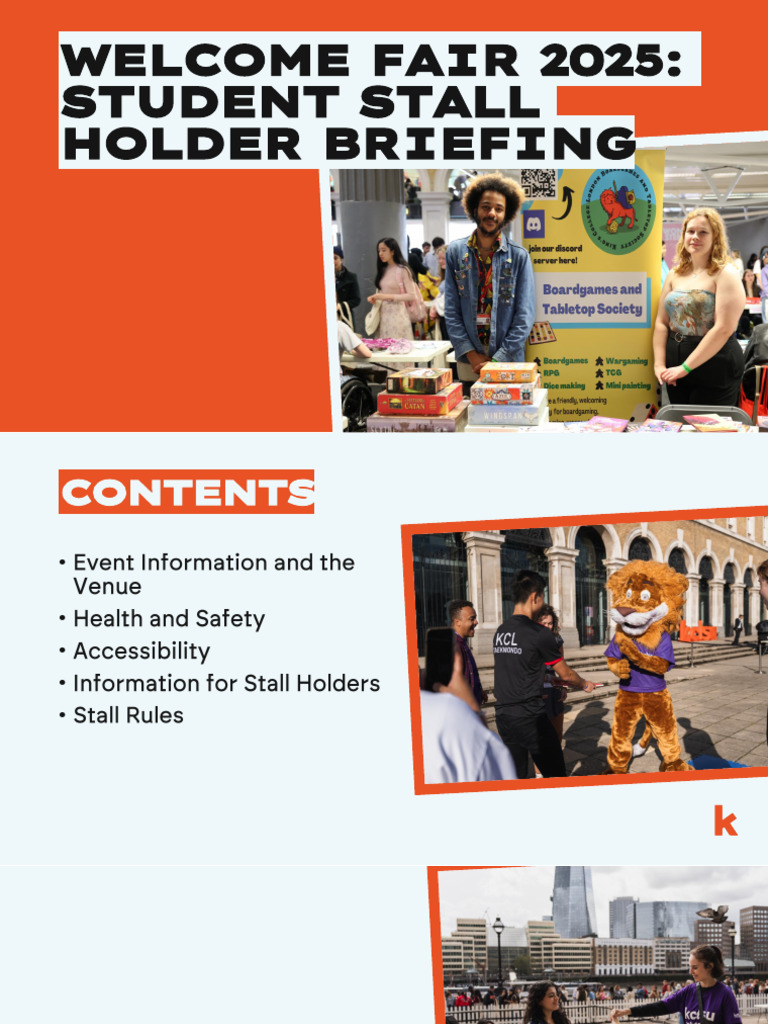 Welcome Student Stall Holder Breifing | PDF