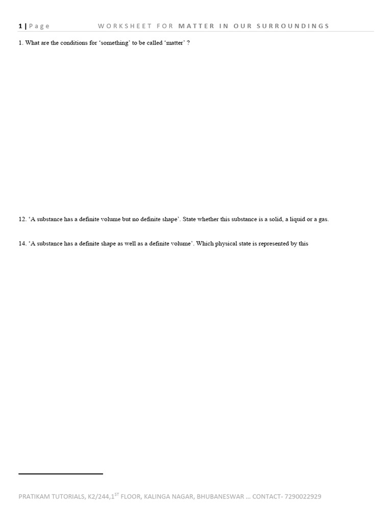 Ch01 Question Bank Chemistry Class 9th Set-A | PDF | Gases | Liquids