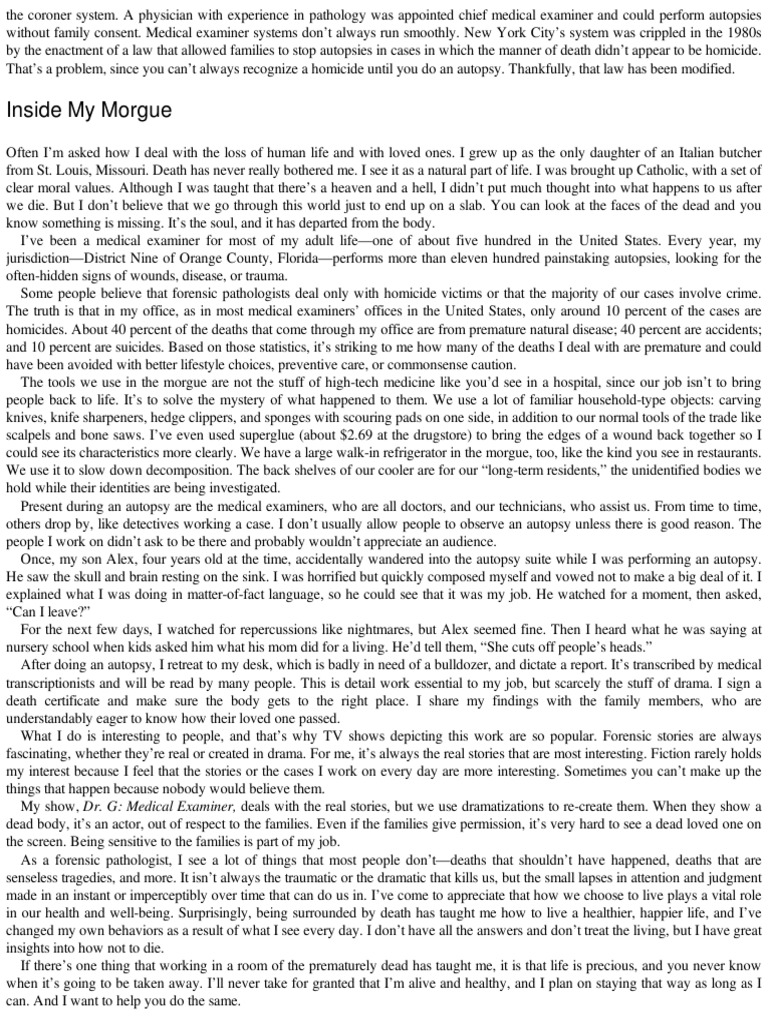 English 101 | PDF | Autopsy | Coroner