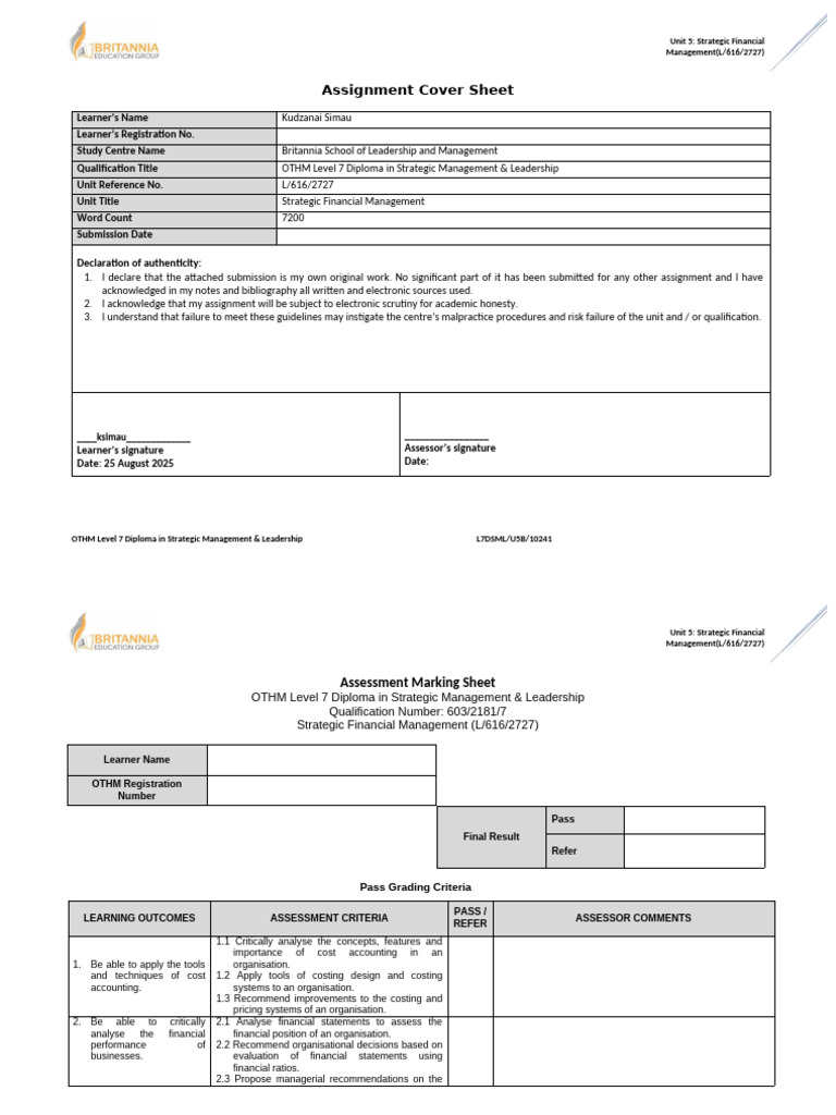 1 L7DSML U5B 10241 Assessment Brief 2 | PDF