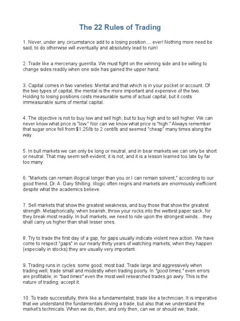 22 Rules of Trading | PDF | Market Trend | Economics