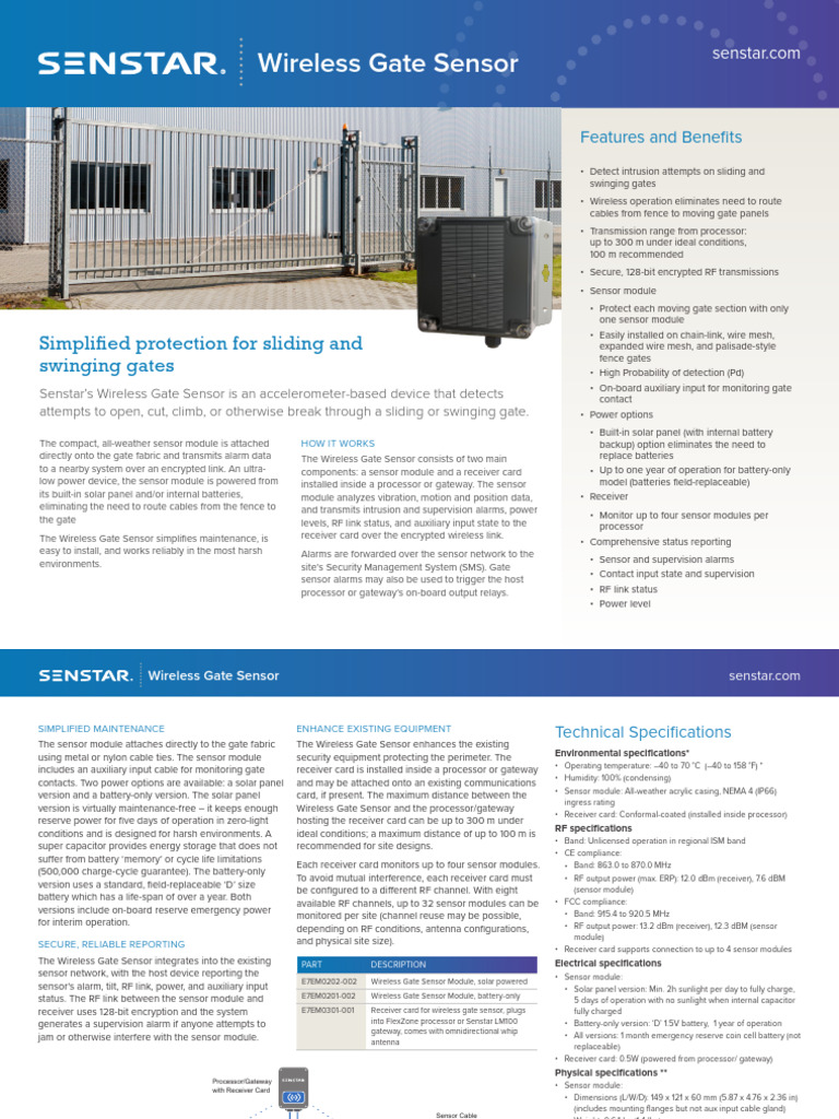 Wireless Gate Sensor for Security | PDF | Sensor | Solar Panel