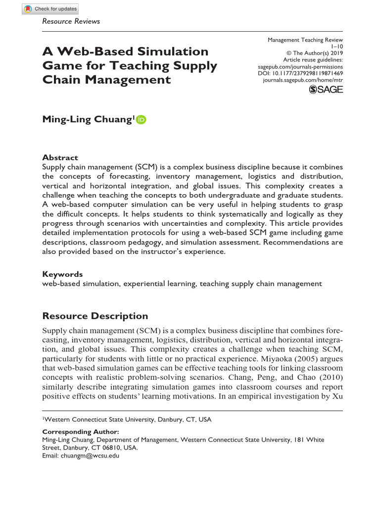 Web-Based SCM Simulation Game Guide | PDF | Supply Chain Management ...