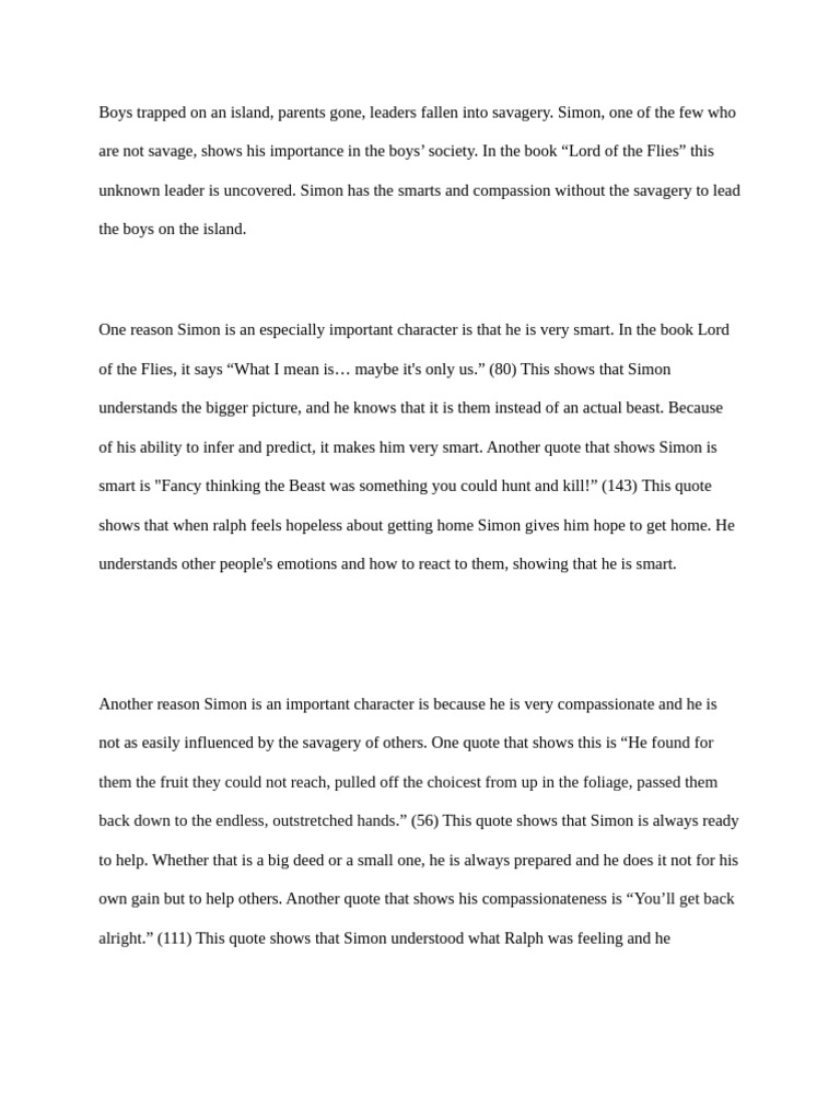 Essay Lord of The Flies Final | PDF