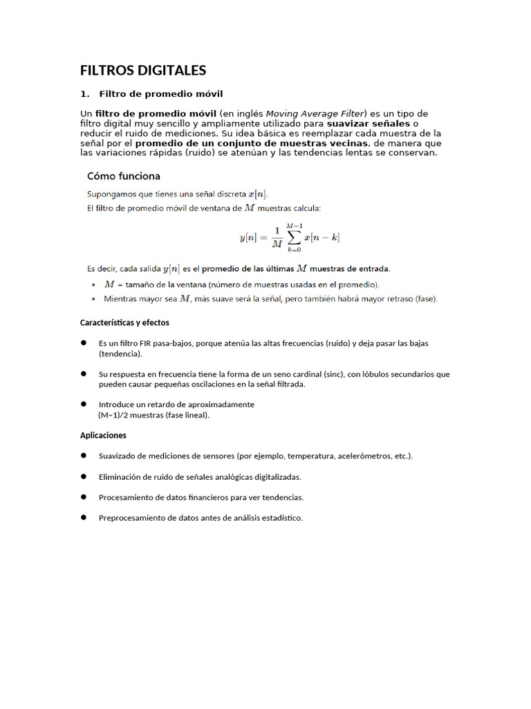 Filtros Digitales | PDF | Filtro electronico | Sensor