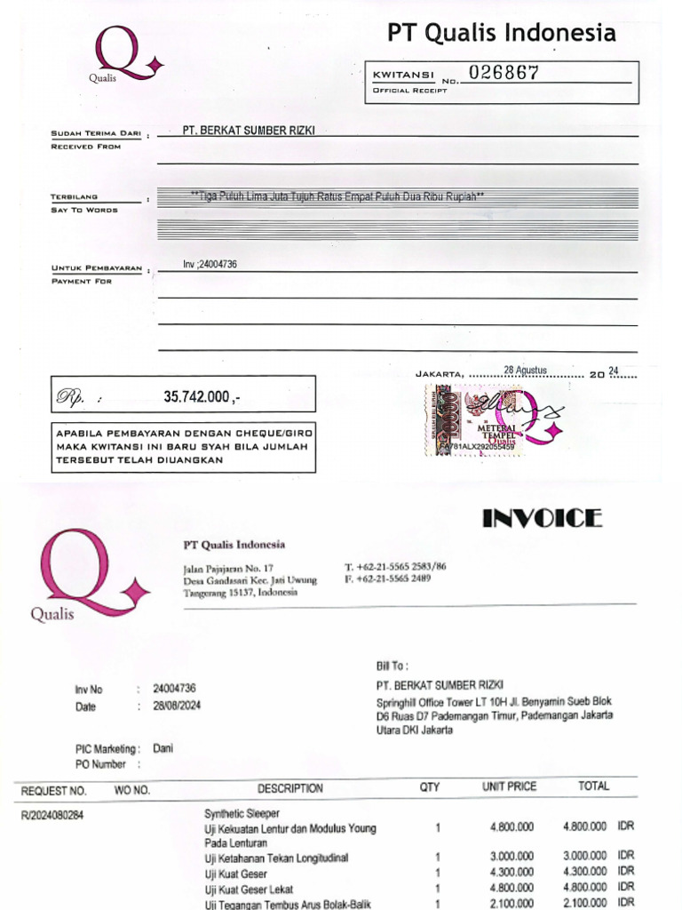 Invoice BSR Inv 24004736 Qualis Laboratory | PDF