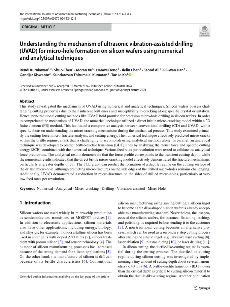 Mechanism of UVAD for Micro-Hole Drilling | PDF | Silicon | Velocity