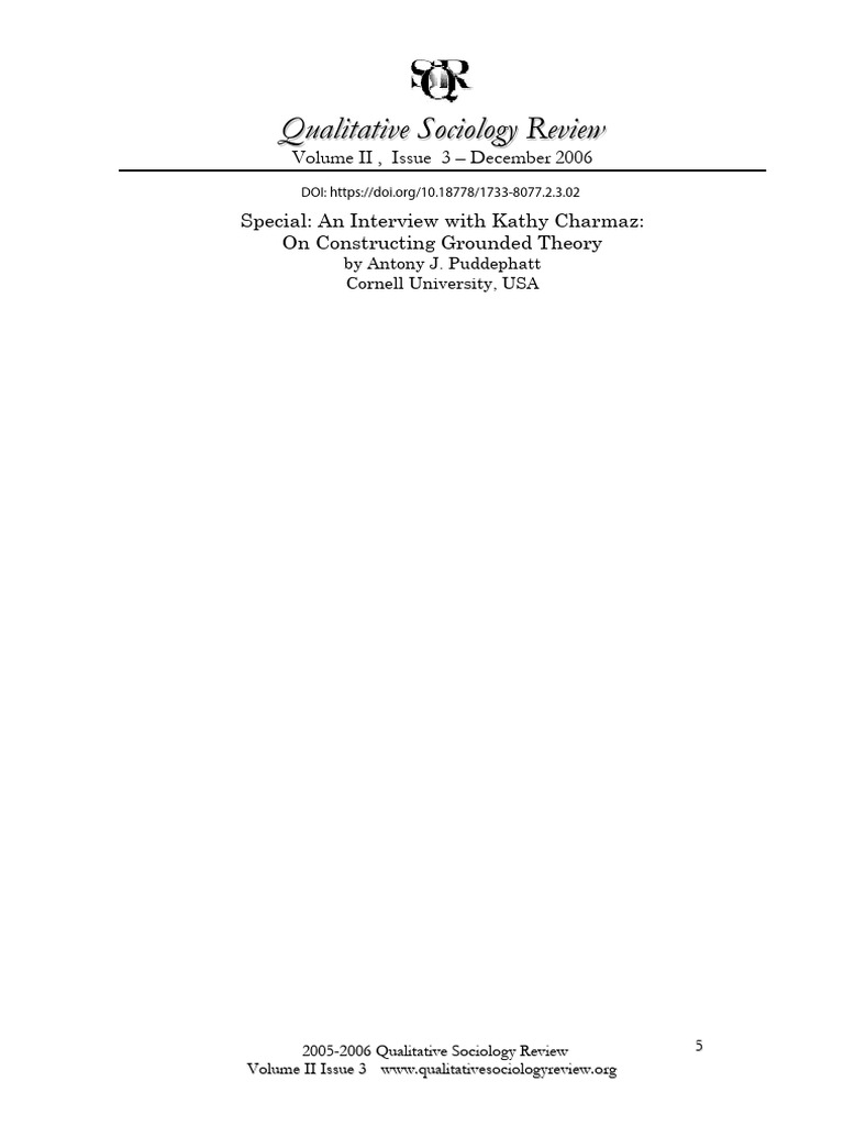 Interview with Kathy Charmaz on Grounded Theory | PDF | Science ...