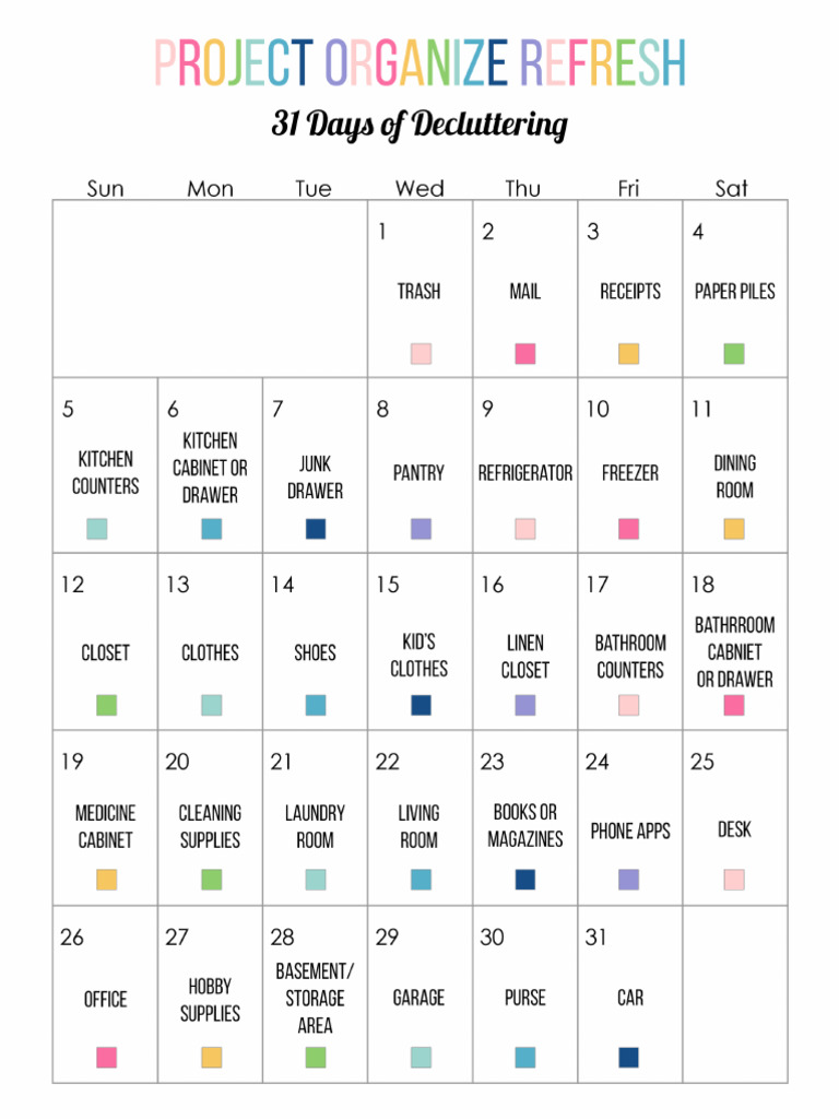 2025 Project Organize Refresh Calendar | PDF