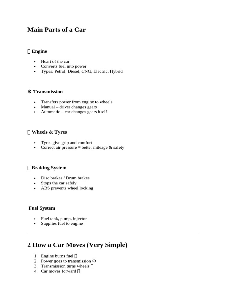 Cars Basics | PDF