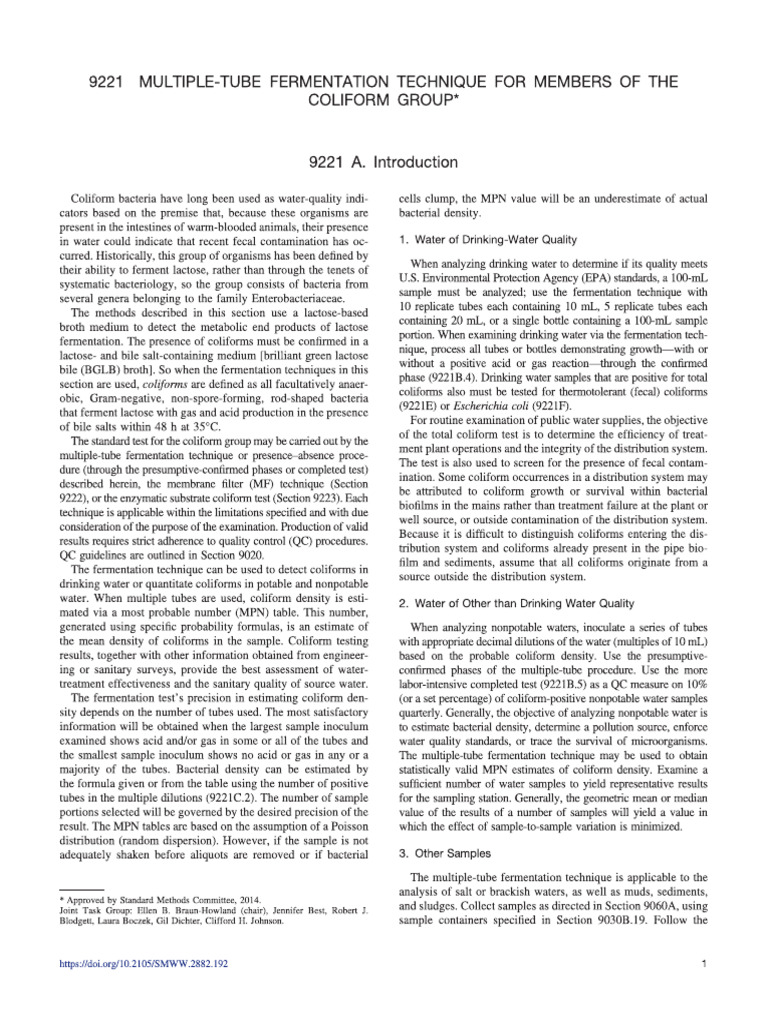 Coliform 9221 | PDF