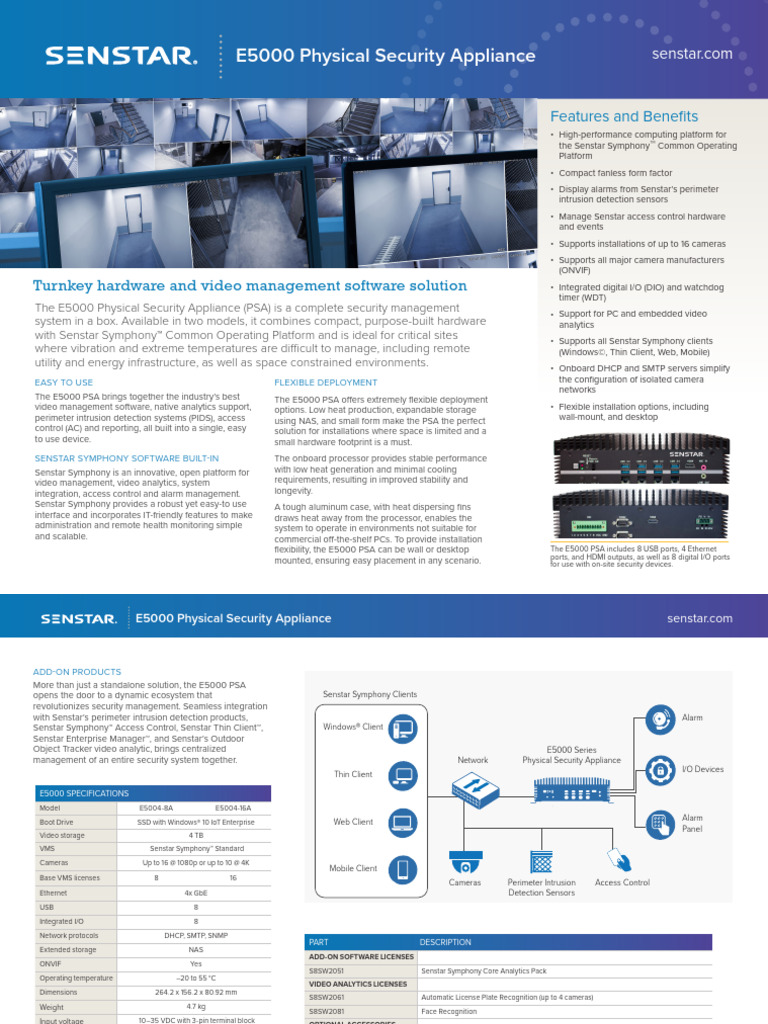 Senstar E5000 PSA Datasheet | PDF | Access Control | Physical Security