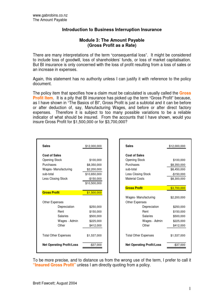 Understanding Business Interruption Claims | PDF