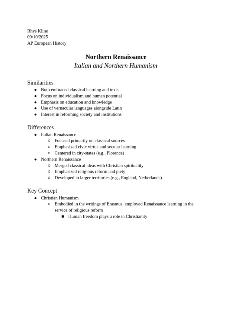 Rhys Kline - Northern Renaissance Notes | PDF | Realism (Arts ...